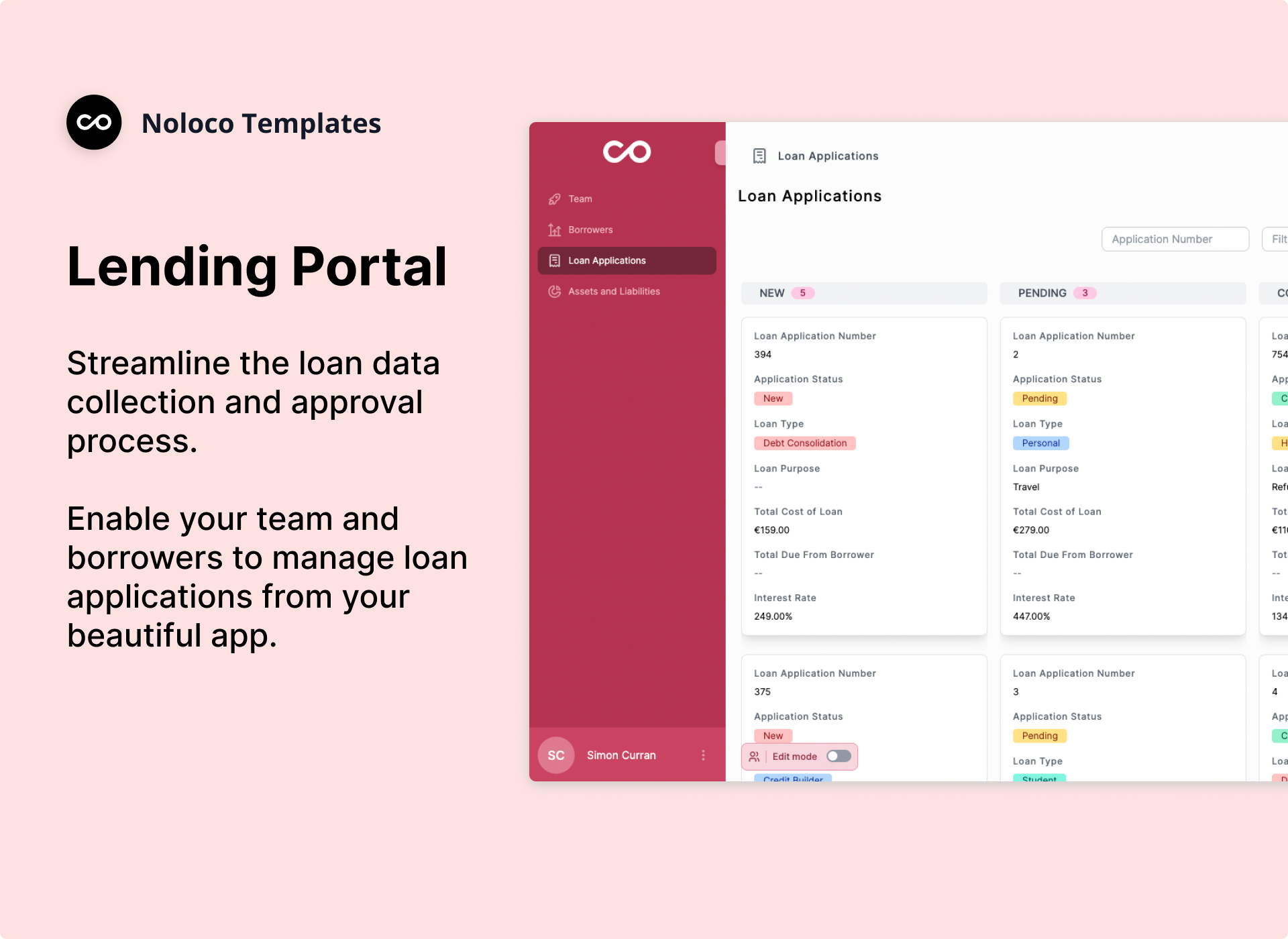 Lending Portal Noloco Templates